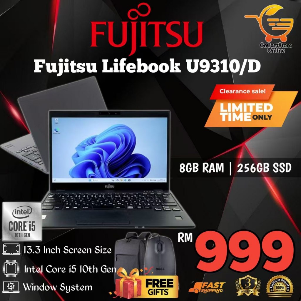 Fujitsu Lifebook U9310/D Intel Core i5 10TH GEN / 8GB RAM / 256GB SSD ...