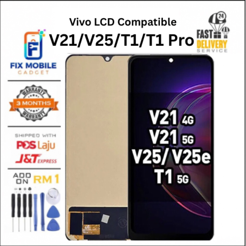 LCD Compatible for VIVO V21 / T1 / T1 PRO / V25 / V25e 4G 5G Grade TFT ...