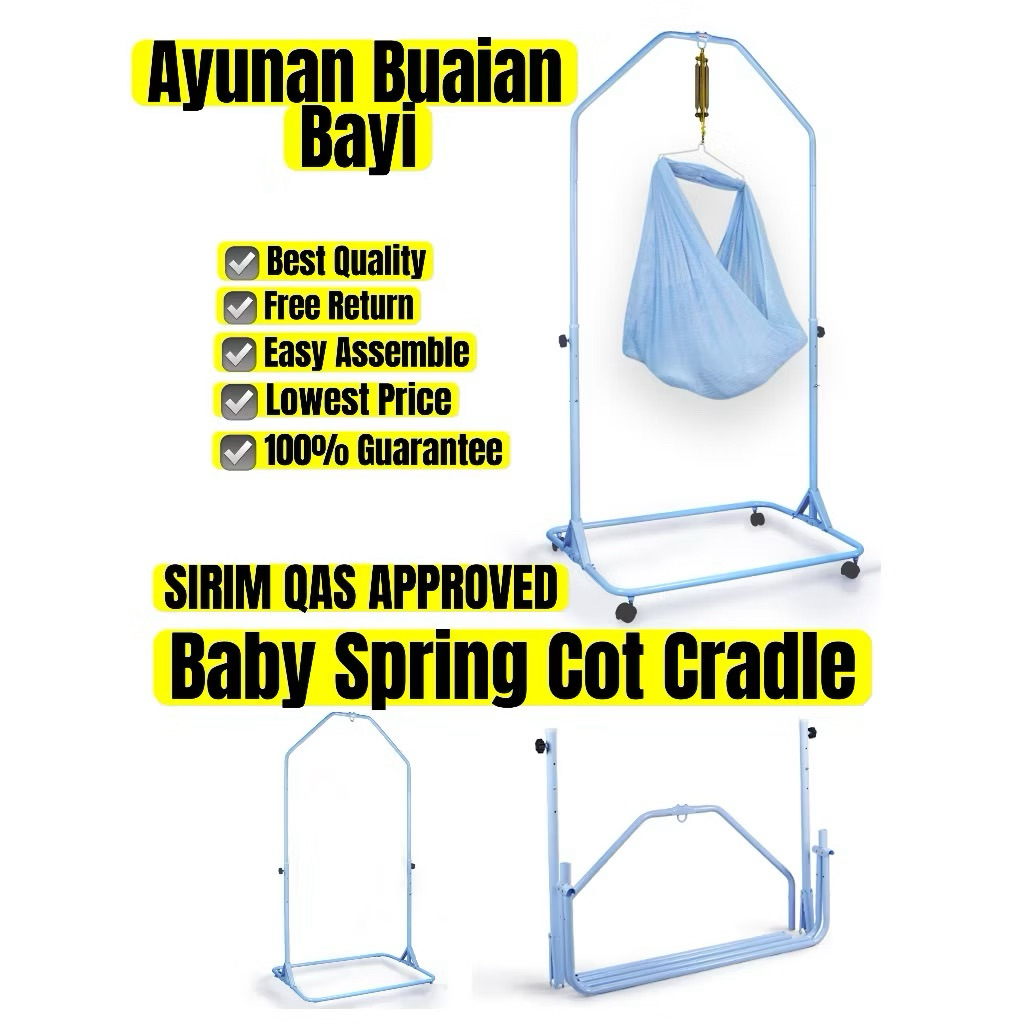 FOLDABLE BASE SPRING COT RACK BABY CRADLE STAND FULL SET AYUNAN BUAIAN ...