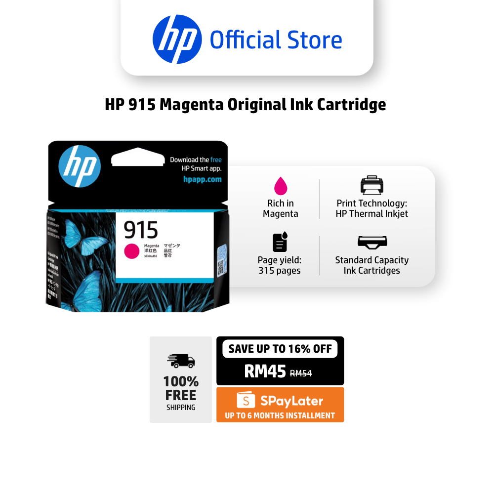 HP 915 Magenta Original Ink Cartridge | HP Thermal Inkjet | 315 pages ...