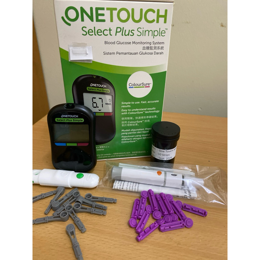 One Touch Select Plus Simple Glucometer complete Meter +2 pens+lancet+ ...