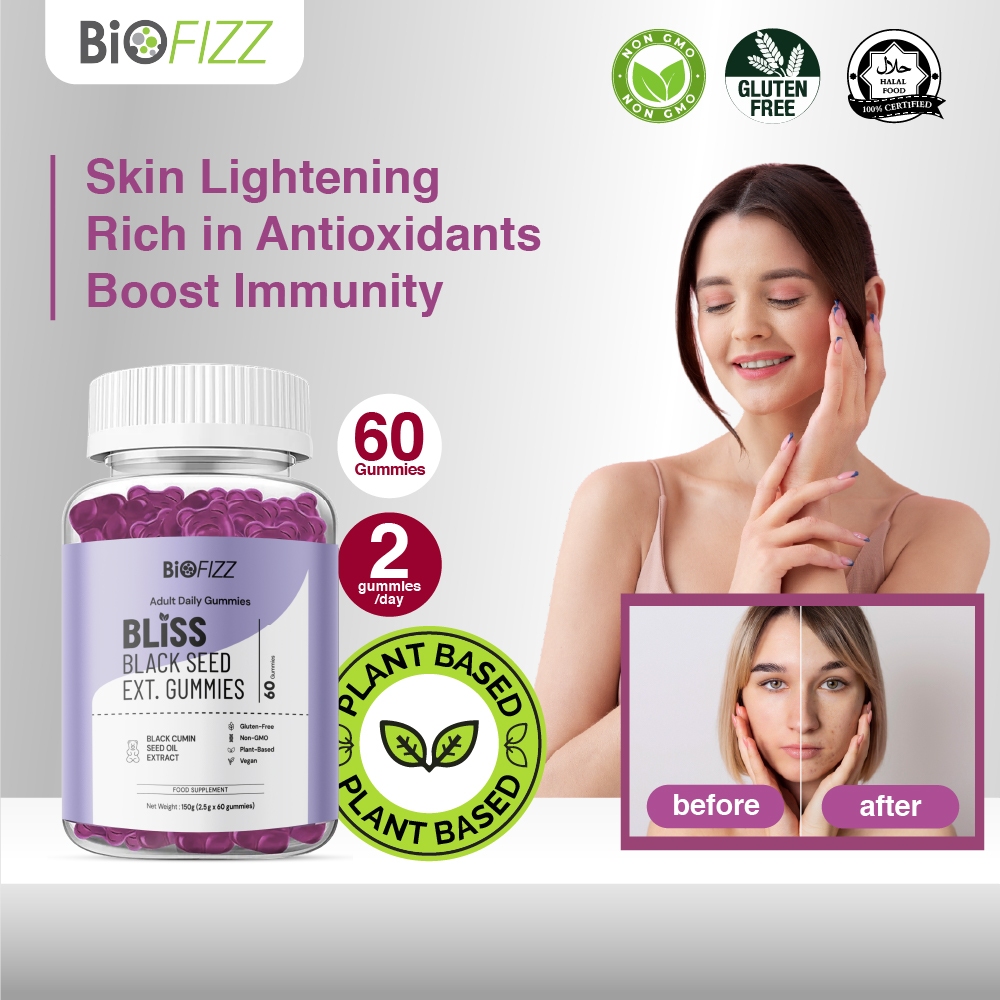 BIOFIZZ Halal Bliss Black Seed Gummy Boost Immunity Skin Lightening ...