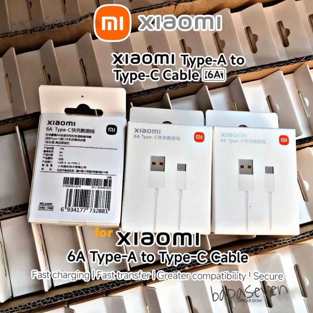for Xiaomi 6A Fast Charging Cable USB Type C 120W for Xiaomi Redmi Note ...