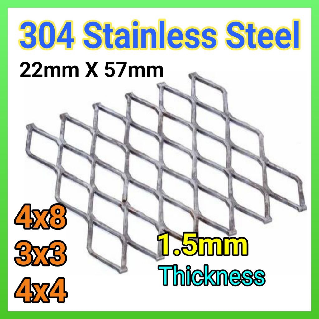 Expanded Metal(304 Stainless Steel) 1.5mm Diamond Mesh (BIG SIZE JARING ...