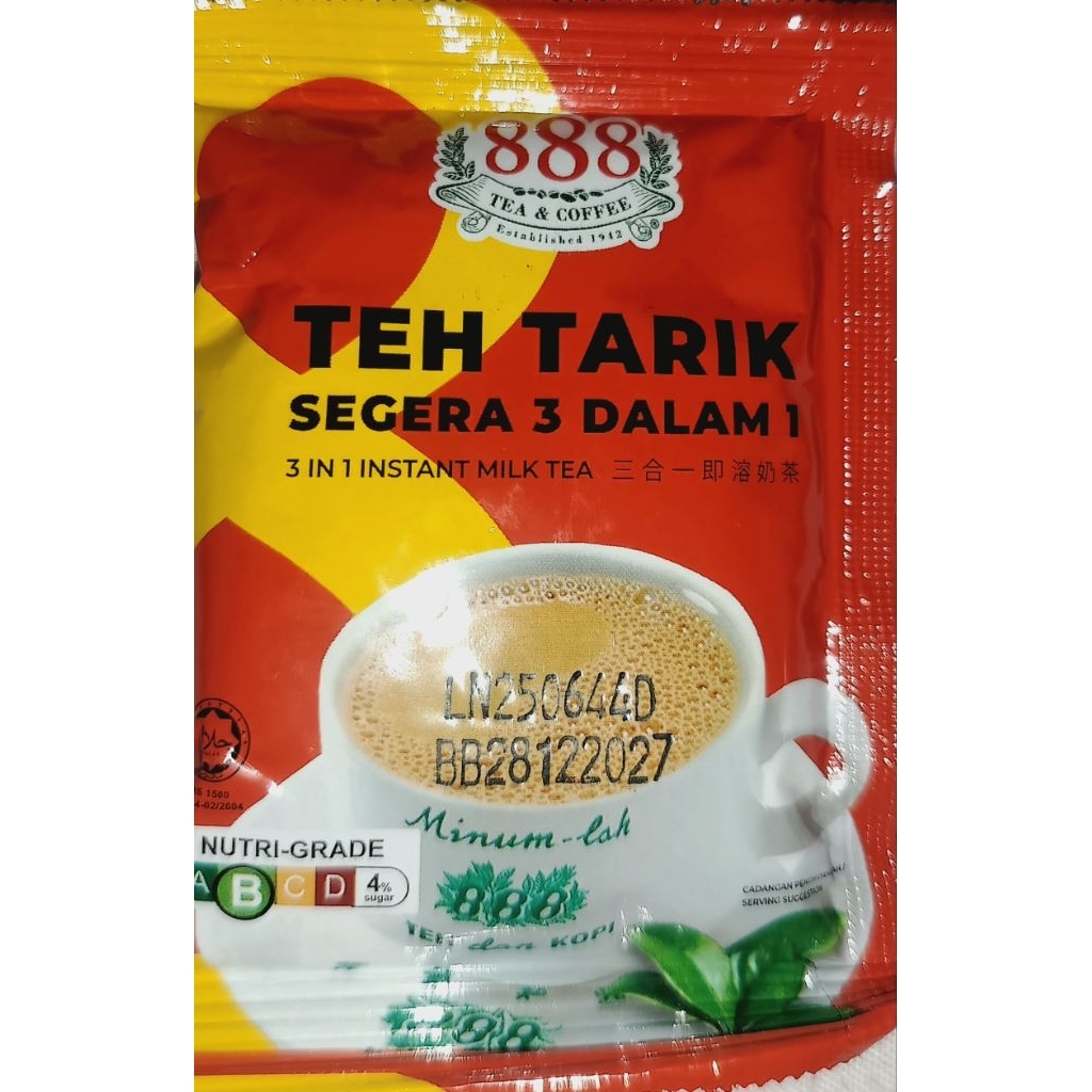 (1 SACHET) 888 3-in-1 instant milk tea teh tarik 17g new packaging ...