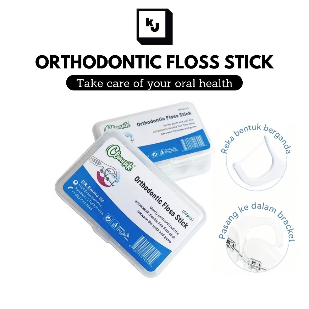 Cleanpik Orthodontic Double line Dental Floss Stick for Braces 50PCS ...