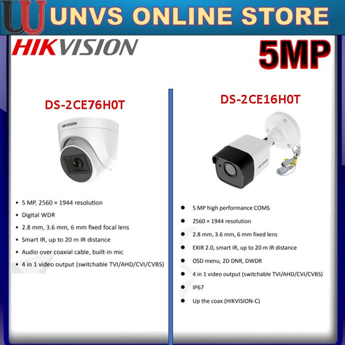HIKVISION 5MP 1440P HD dome Outdoor IR Bullet HIK TVI Camera DS ...