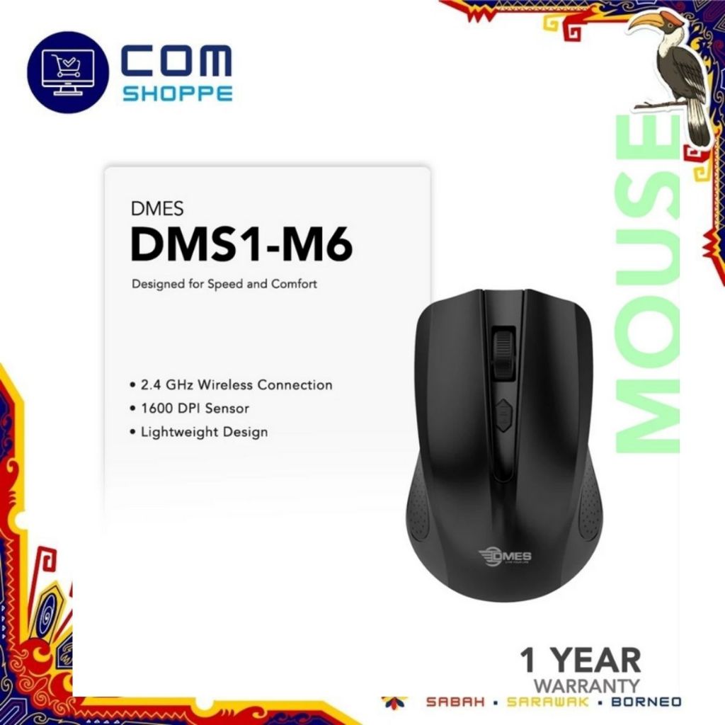 Dmes DMS1-M6 Wireless Mouse 2.4GHz Ergonomic Design 1600 DPI Adjustable ...