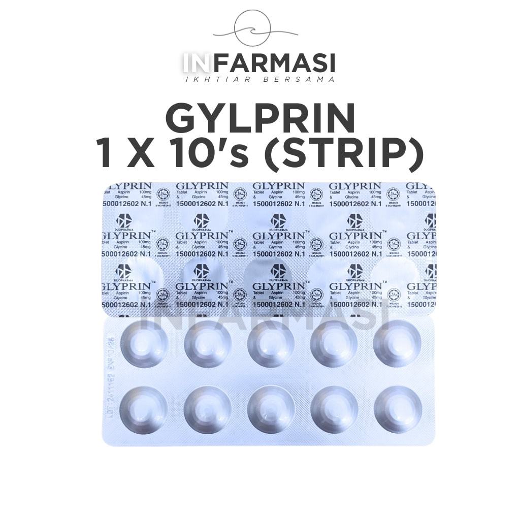Glyprin Tablet | Aspirin 100mg + Glycine 45mg | 10’s (Strip) & 3 x 10’s ...
