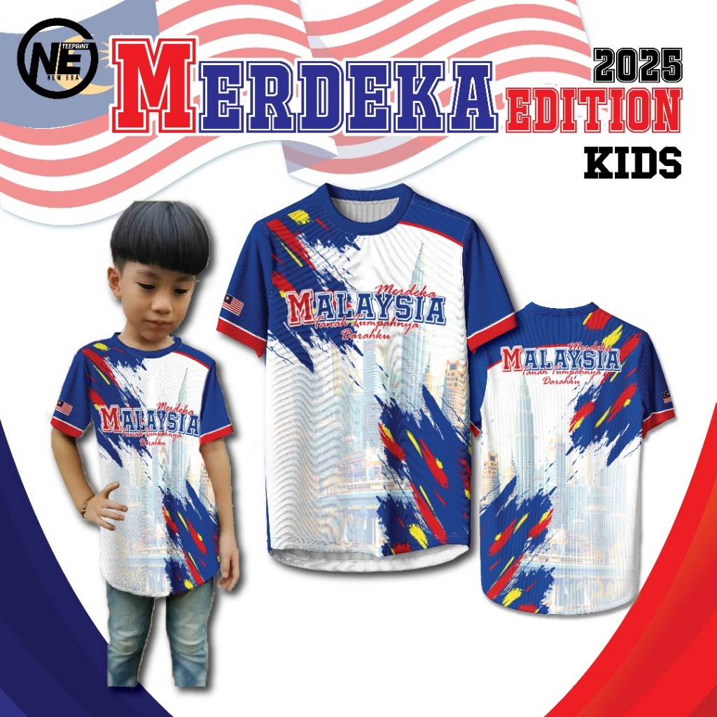 KIDS MERDEKA NEW EDITION 2025 (SHORTSLEVEE,ROUNDNECK) | Shopee Malaysia