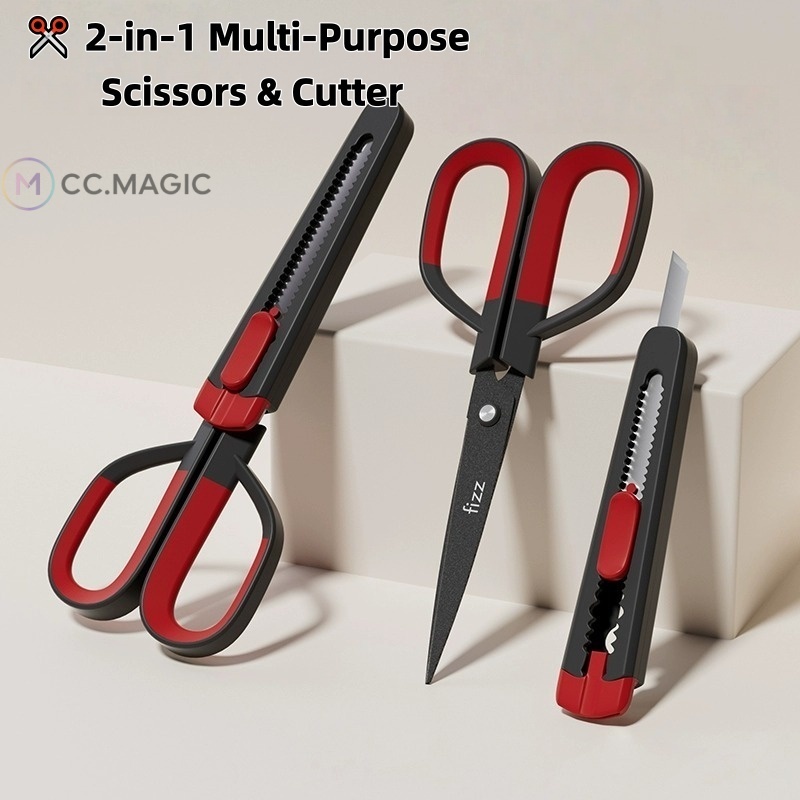 2-in-1 Multi-Purpose Scissors & Utility Knife for Home, Office & Art ...