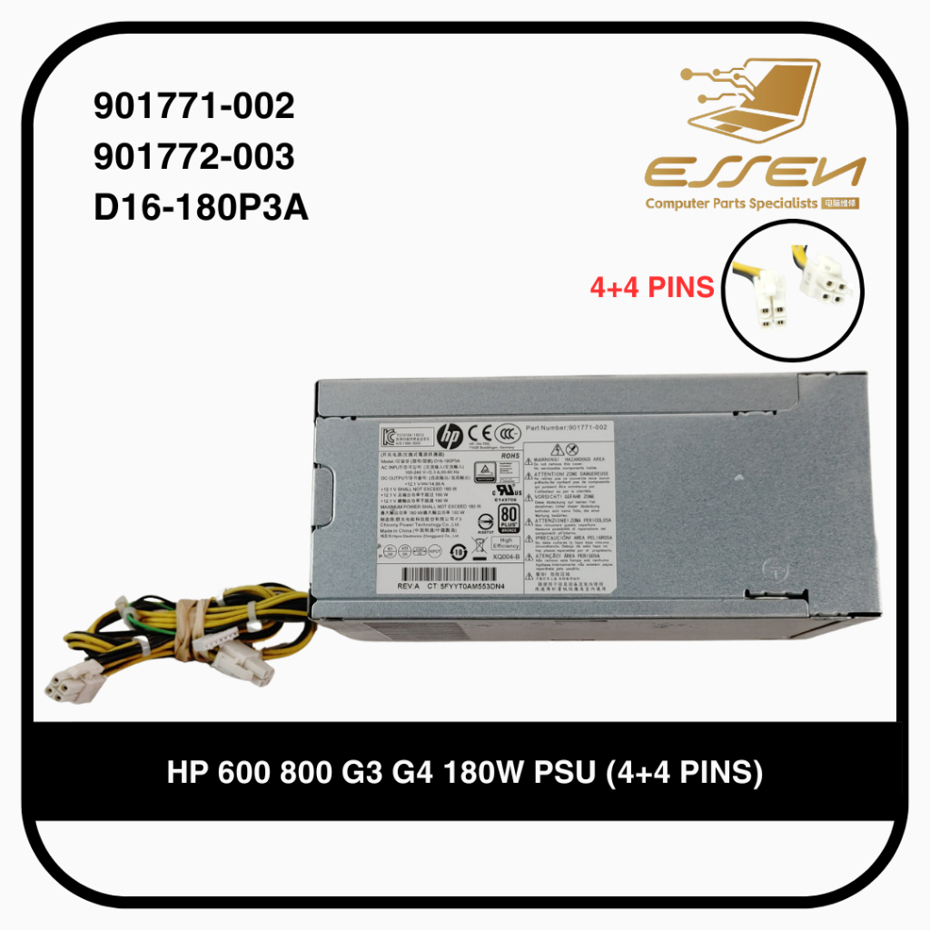 HP 901771-002 901772-003 D16-180P3A FOR HP 600 800 G3 G4 180W POWER SUPPLY (4+4 PINS) | Shopee ...