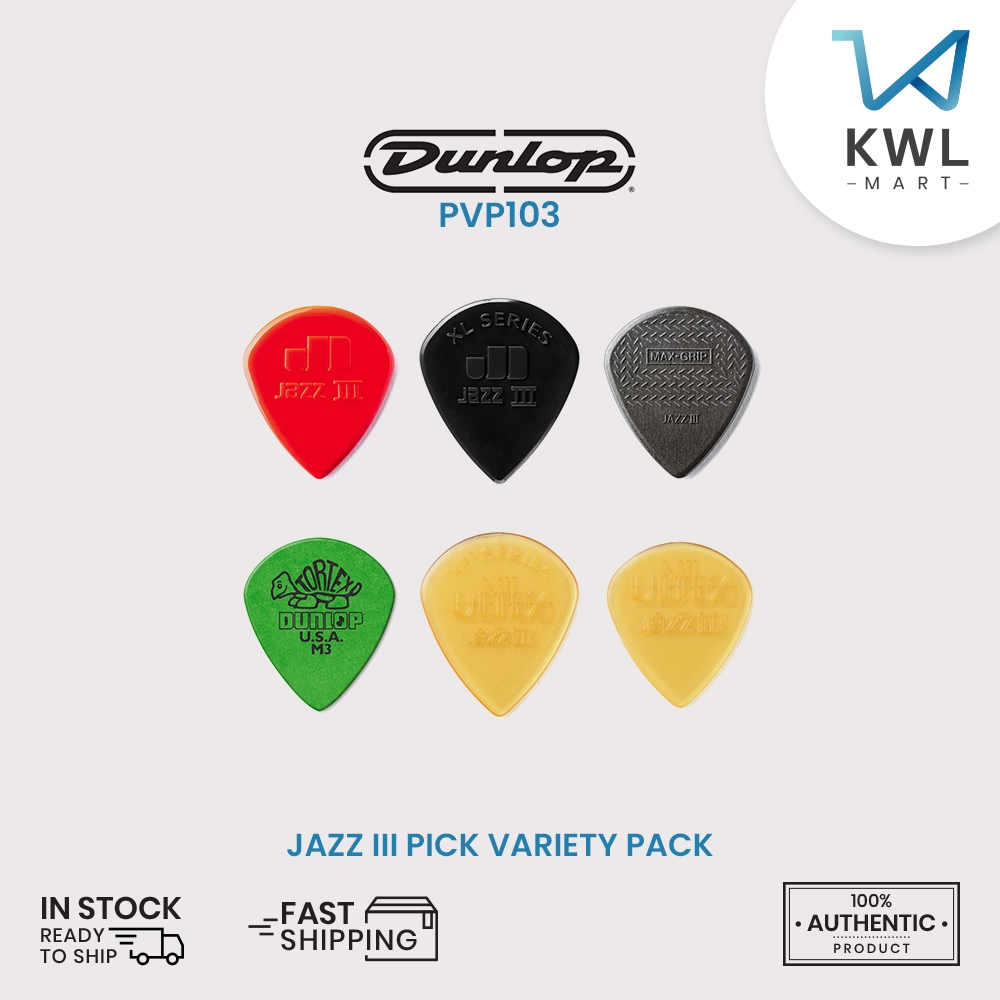 Jim Dunlop PVP103 Pemetik Gitar JAZZ III PICK VARIETY PACK | 6 PACK ...