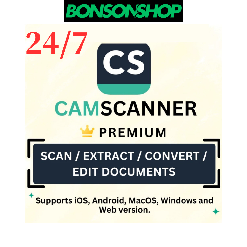 24/7 [NOT MOD] CamScanner Premium Unlocked | No Watermark PDF EDITOR pro fan | Shopee Malaysia
