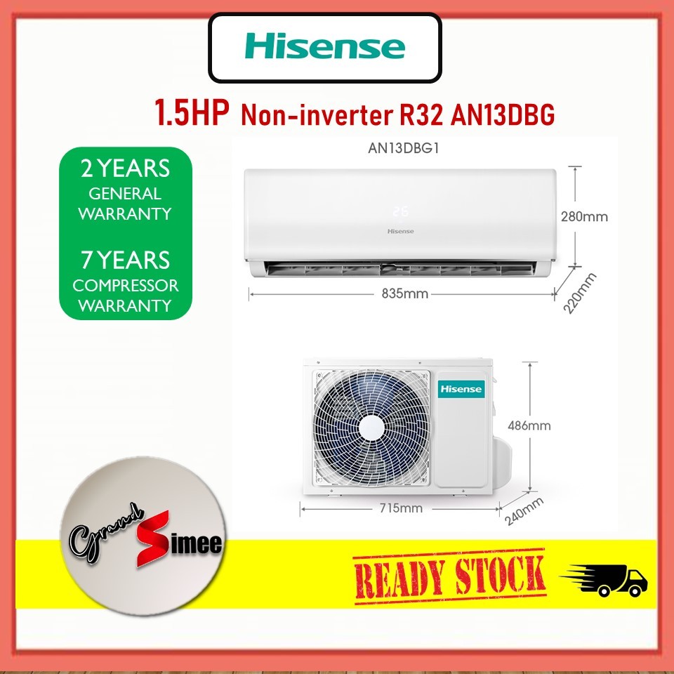 Hisense 1.5hp Air Conditioner AN13DBG Air Cond R32 Penghawa Dingin ...