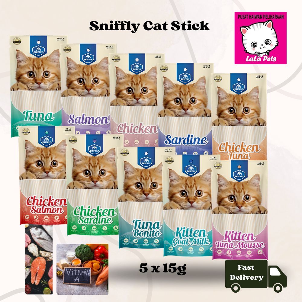SNIFFLY CAT & KITTEN STICK TREATS in assorted flavour (5X15g) | Shopee ...