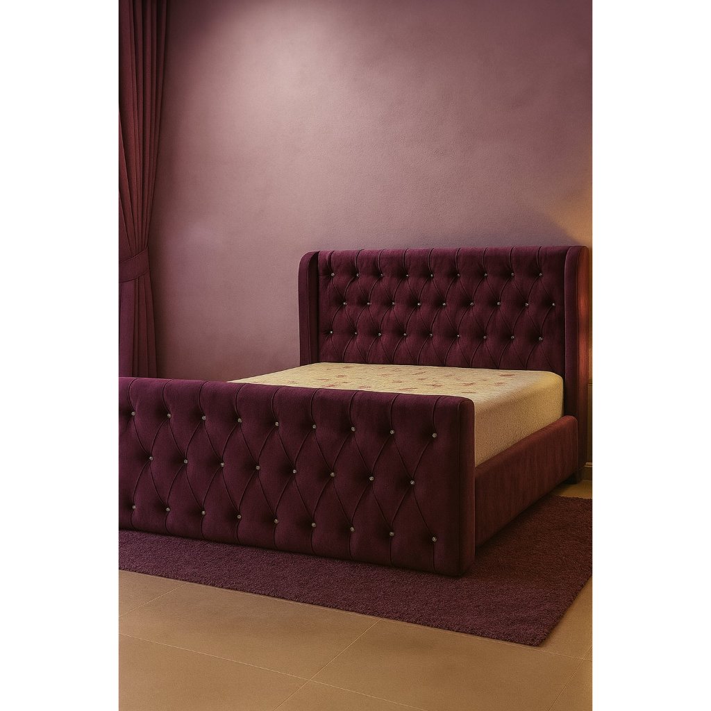 Katil Divan Velvet 2 Panel Headboard Premium | Wingback Tufted Crystal ...