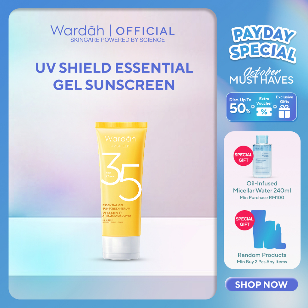 Wardah UV Shield Essential Gel Sunscreen Serum SPF 35 PA+++ 40 ml ...
