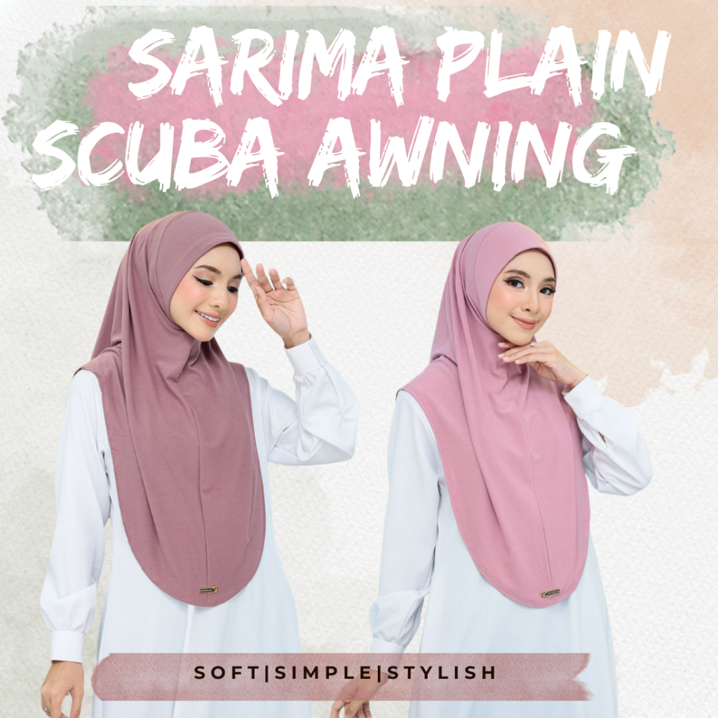 Tudung Sarung Moscrepe SCUBA AWNING Sarimah Plain Instant READY STOCK ...