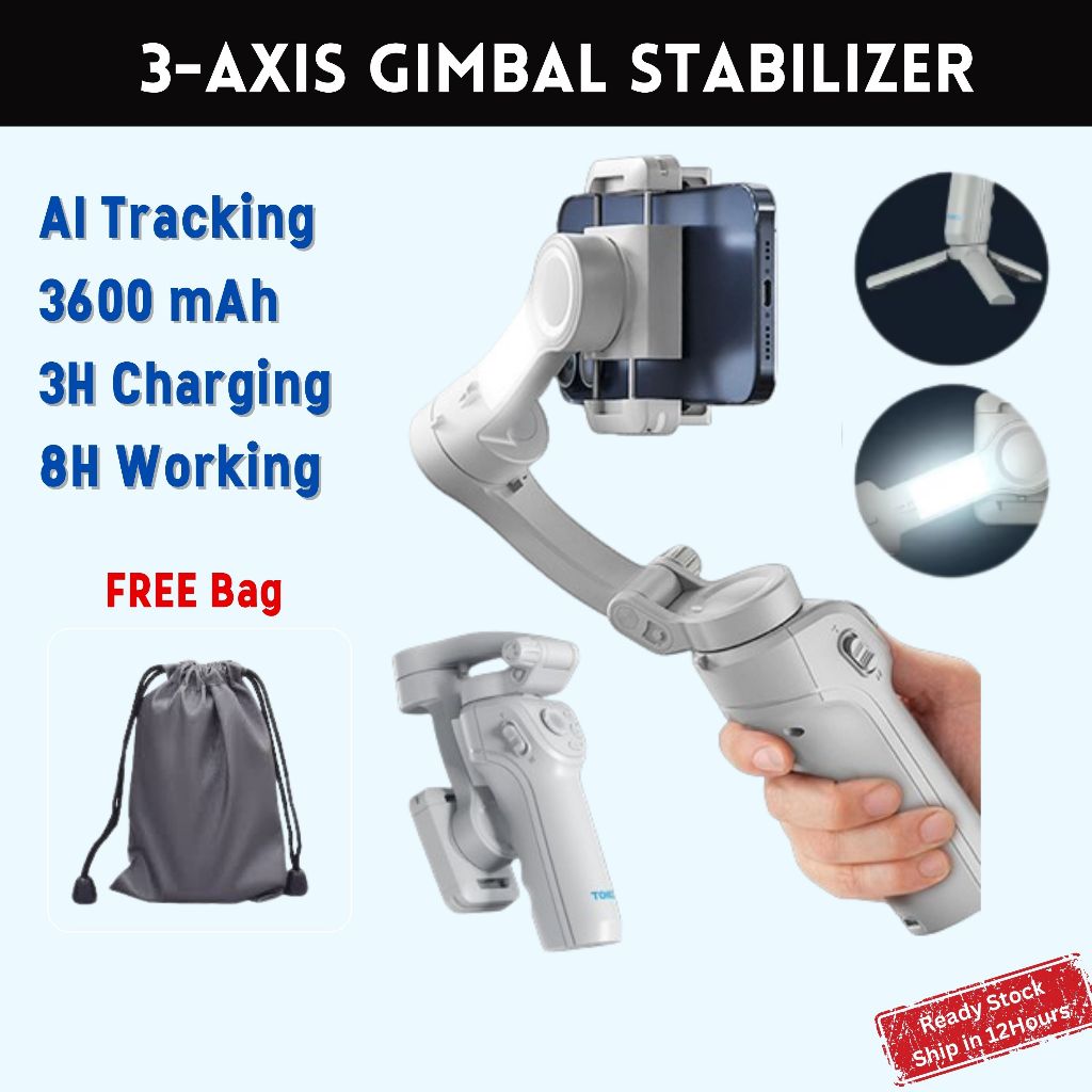 Handheld Gimbal 3-Axis Cell Phone Stabilizer Anti-Shake Intelligent ...