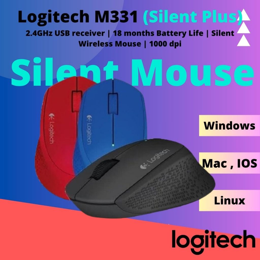 Logitech M331 Silent Plus Wireless Mouse | SilentTouch | Comfort | Long ...