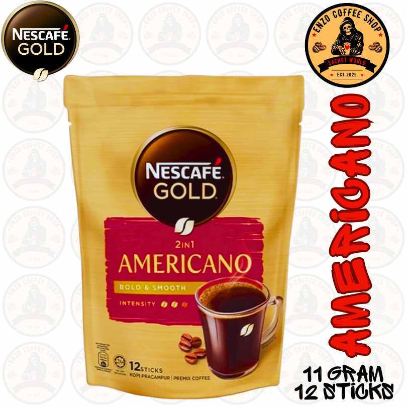 NESCAFE GOLD 2 IN1 AMERICANO INSTANT PREMIX COFFEE DRINK PACK 12 sticks ...