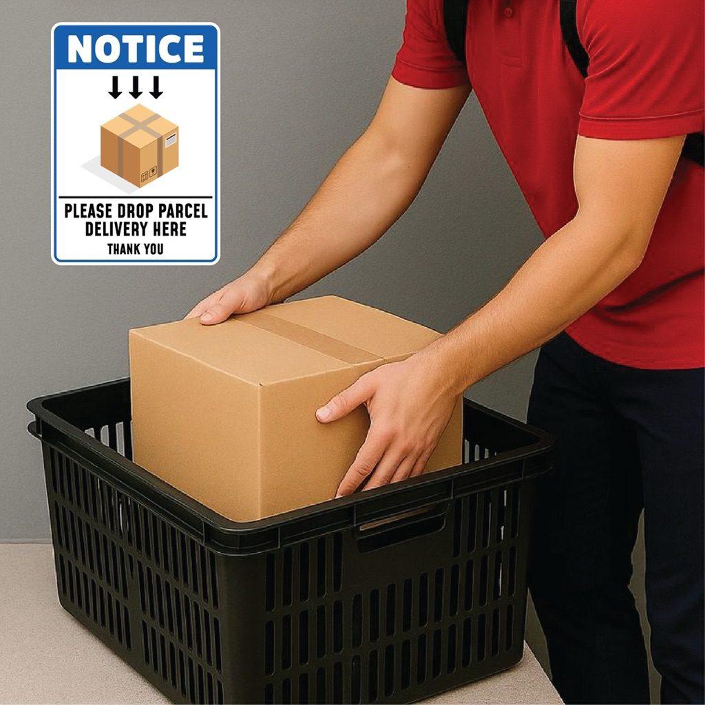 Sticker Sign Notice Please Drop Parcel Delivery Here | Shopee Malaysia