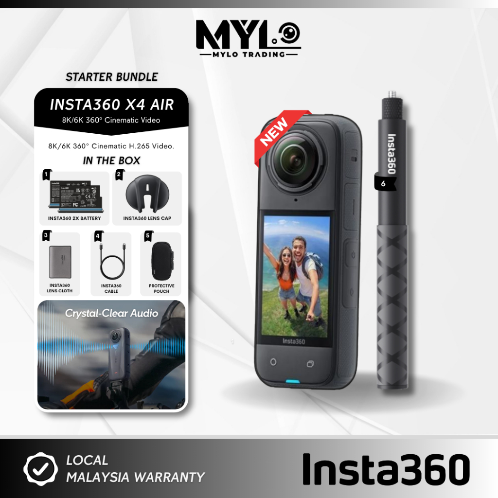 Insta360 X4 Air - 8K/6K 360° Cinematic H.265 Video Camera Bundle ...