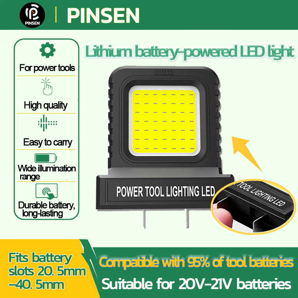 PINSEN 14W 21V Portable LED Work Light–Ultra-Bright, 12-120h Runtime ...