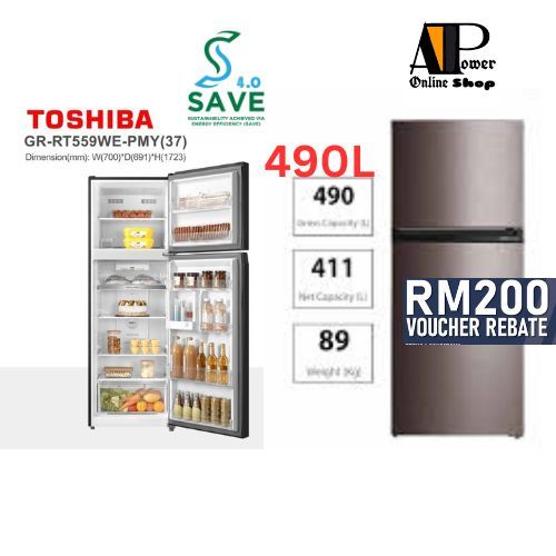 (SEDA&NUR) Toshiba 410L/490L /530L 5Star Energy Saving Inverter Fridge ...