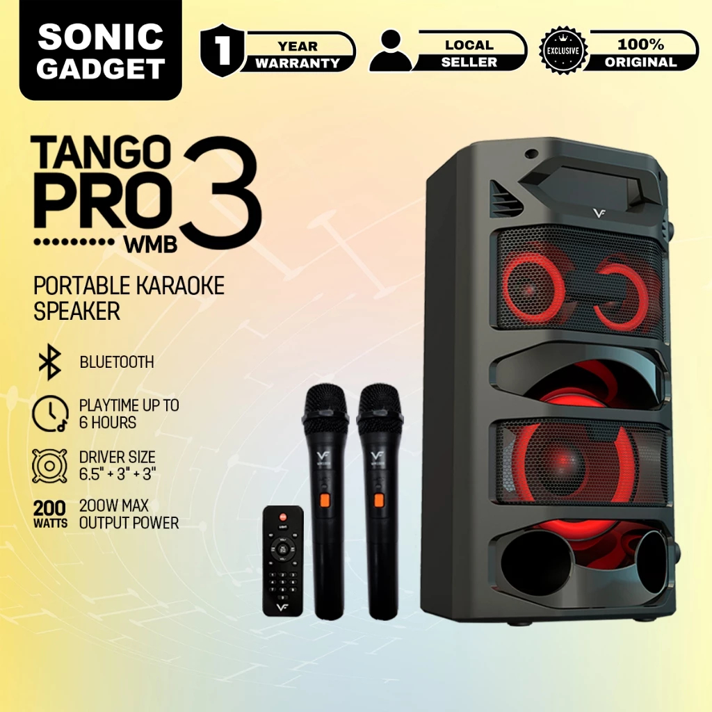 Vinnfier VF Tango Pro 3 WMB Pembesar Suara with 2 Wireless Mic Portable ...