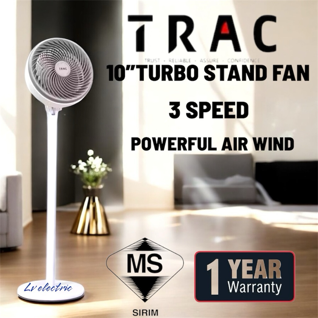 SIRIM TRAC Turbo 10" Stand Fan 2 In 1 Fan Adjustable Fan With 3 Speed ...