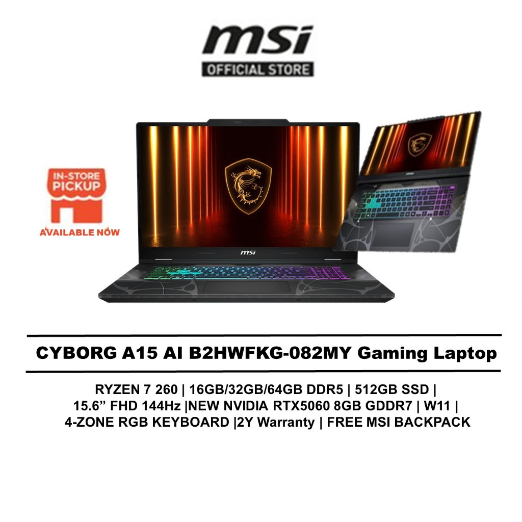 MSI Laptop CYBORG A15 AI Gaming (RYZEN 7 260 AI/16GB/512GB /15.6" FHD ...