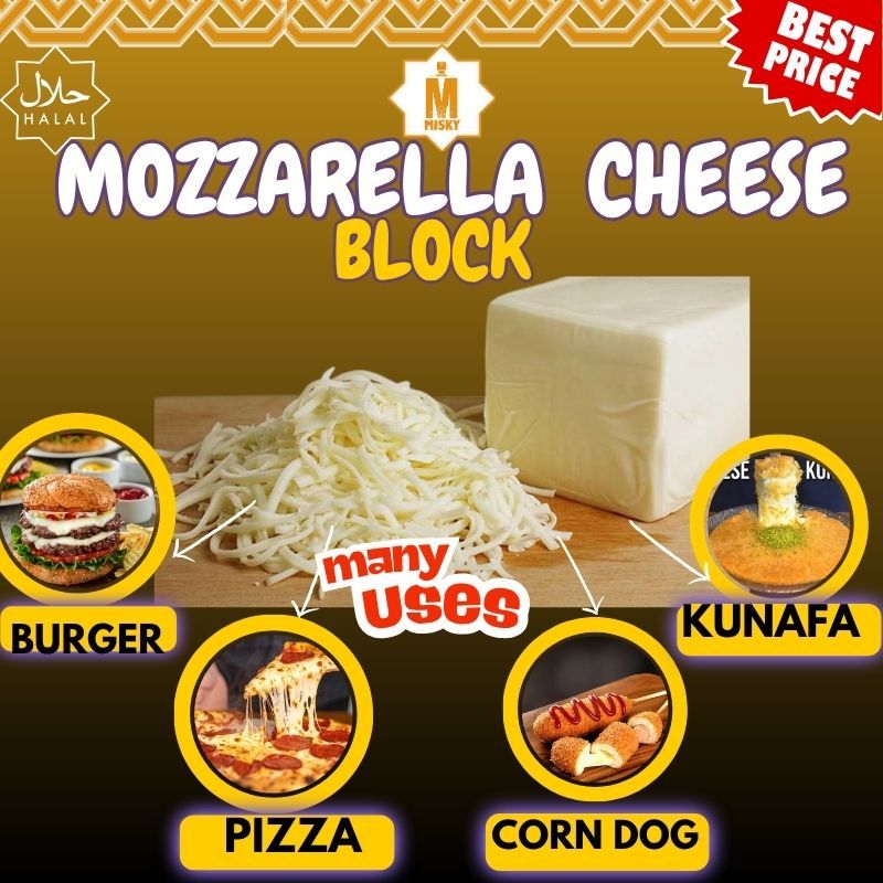 Premium Mozzarella Cheese Block ±500g – Perfect for kunafa, Pizza ...