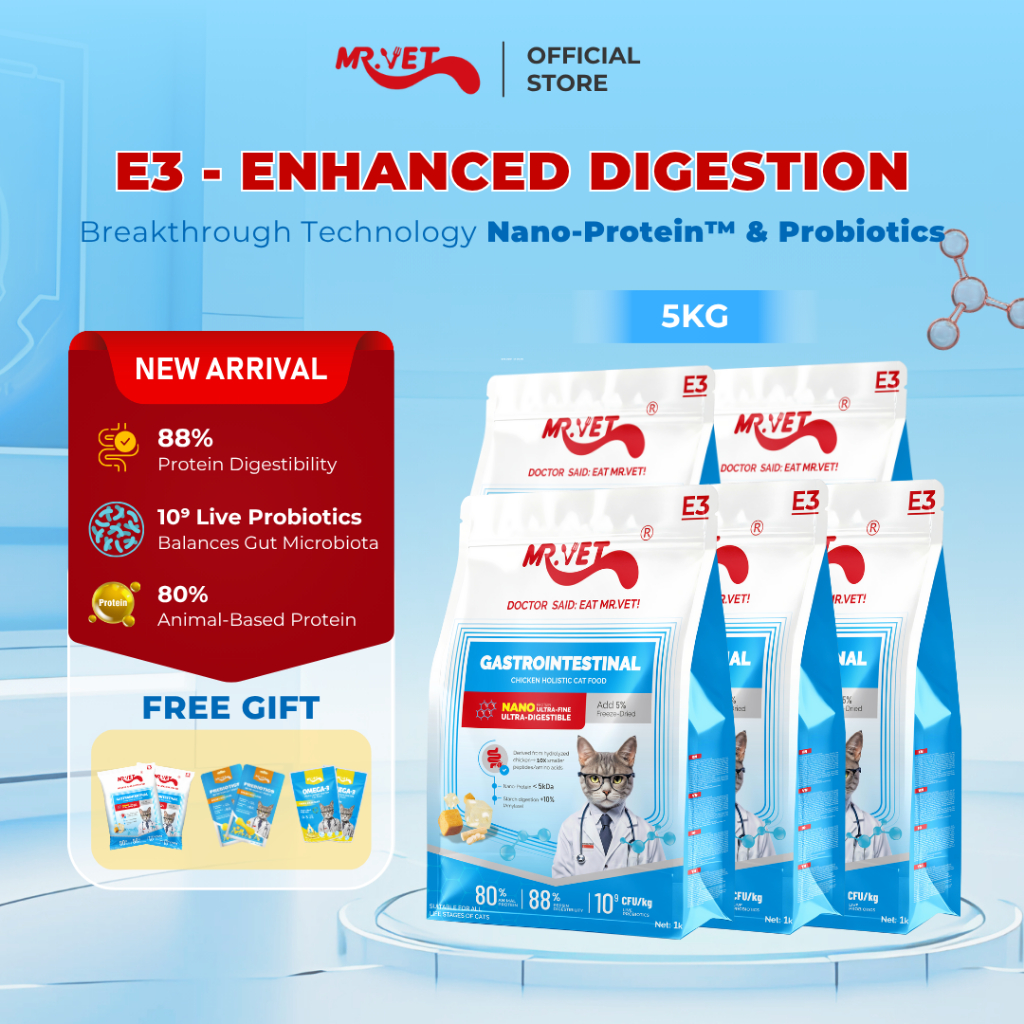 Mr.Vet E3 Nano-Protein™ Dry Cat Food 5 pack – Easy Digestion, Fast ...