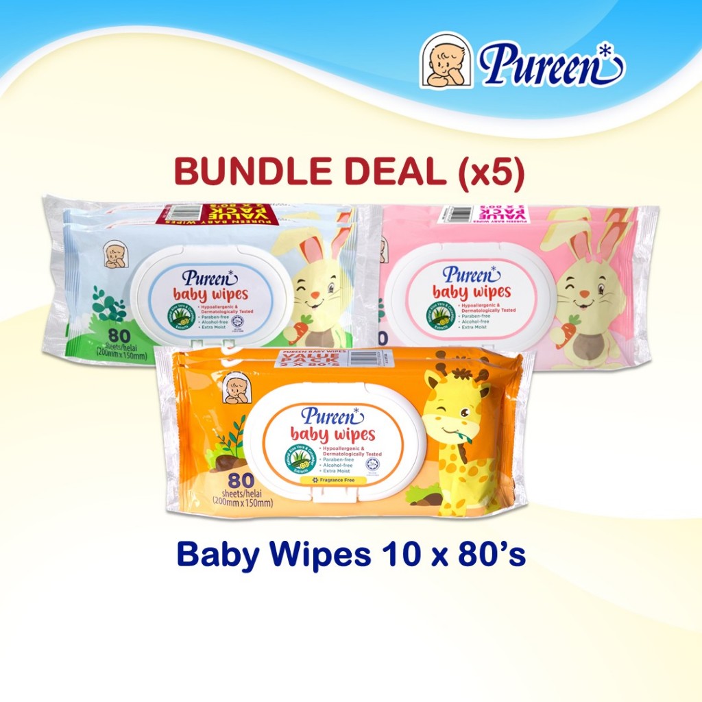 Pureen Baby Wipes - Bundle Deal (10 x 80's) | Shopee Malaysia