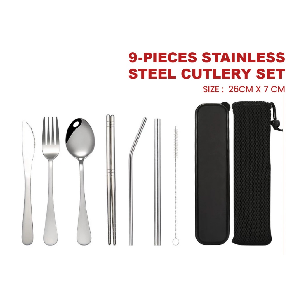 (9 Pcs) MILANDO Cutlery Stainless steel Tableware Utensil Set Cutlery ...