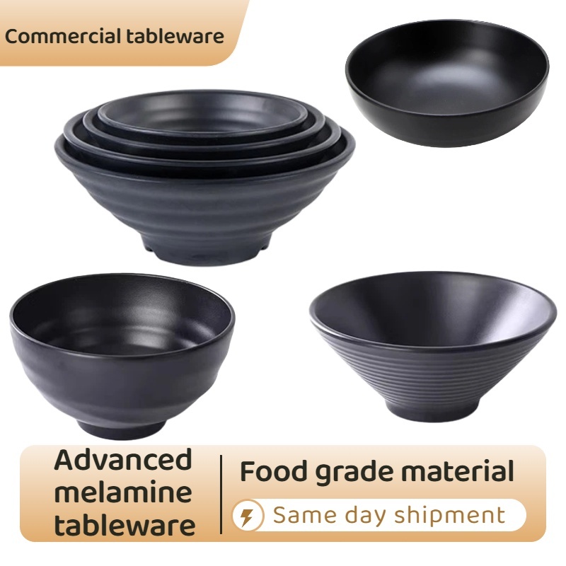 Round bowl Black bowl Melamine bowl 6-inch to 9-inch bowl Spot | Shopee ...
