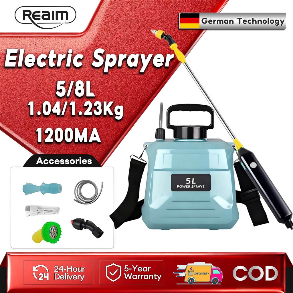 REAIM Knapsack Sprayer 5L/8L Electric Pam Racun Tong Racun Sprayer ...