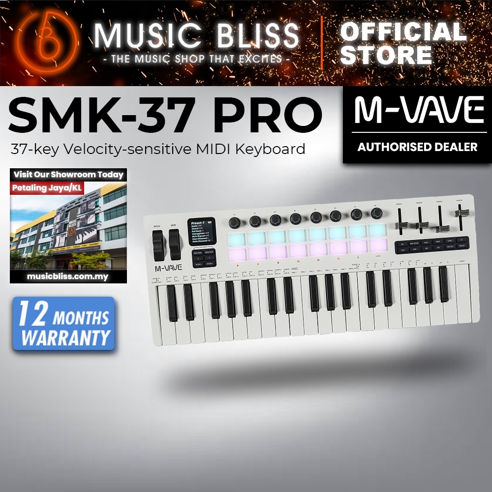 M-Vave SMK37 Pro 37-Key MIDI Keyboard Controller, Wireless & USB-MIDI ...