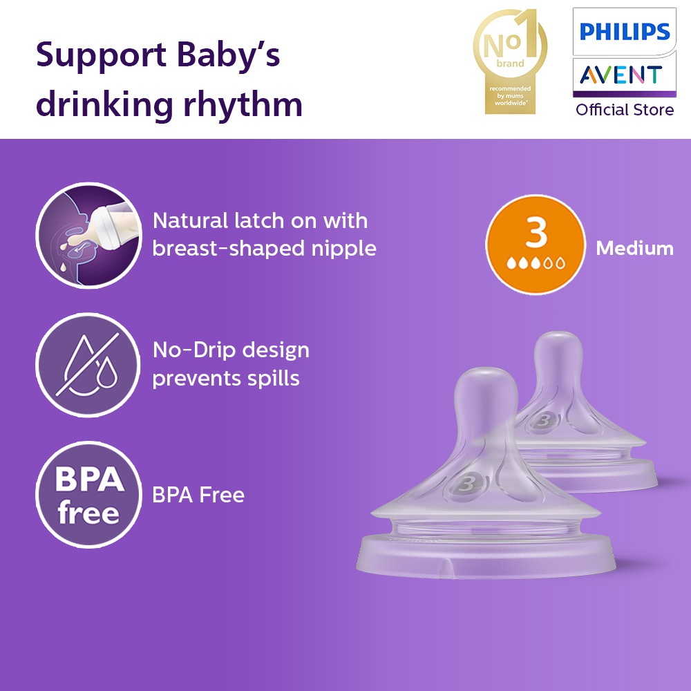 Philips Avent Natural Response Nipple Medium Flow Baby Teat (2pcs ...