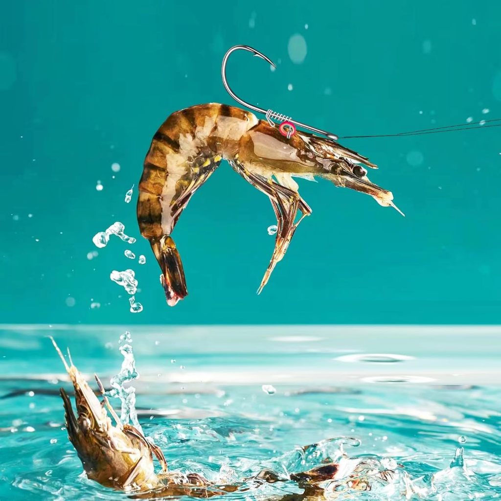 Shrimp back hook, spring loaded live shrimp hook, pre-tied fishing rig ...