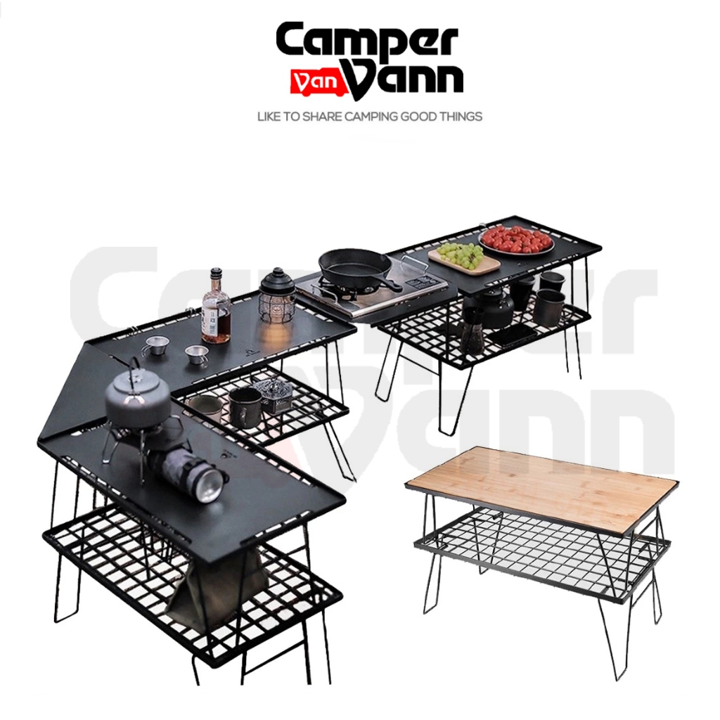 Camping cook table foldable Camping Rack meja lipat Iron Steel table ...