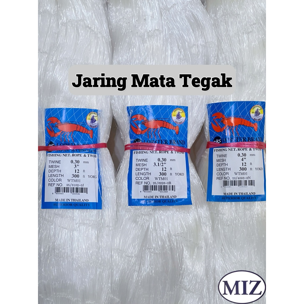 030 x 3" 3 1/2" 4" x 12FT x 300FT Mata Tegak Fishing Net Jaring Sungai ...