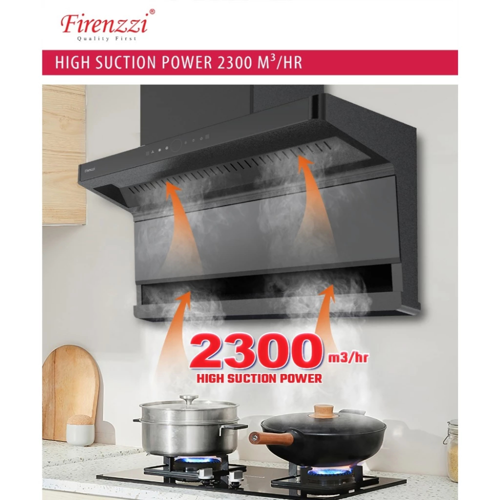 【FREE SHIPPING】Firenzzi FCH-9033 LS (2300m³/hr) Cooker Hood with Heat ...