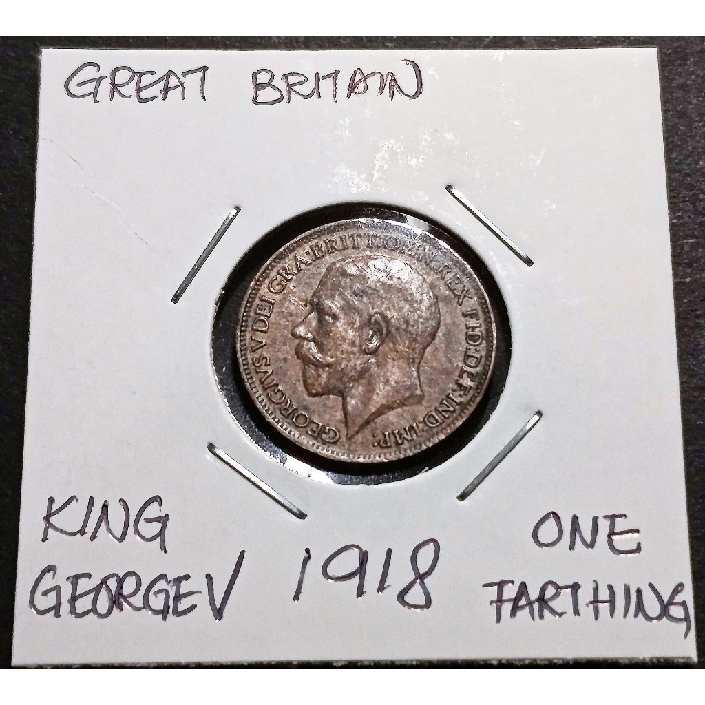 Great Britain King George V Old Copper Coin Farthing Year 1918 ( Sharp ...
