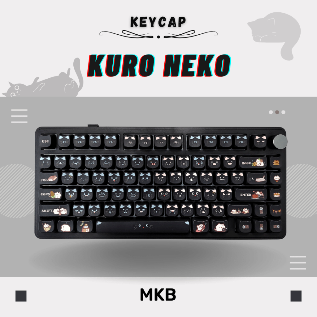 MKB Kuro Neko Side Legend PBT MAO Profile Keycap Set for Mechanical ...