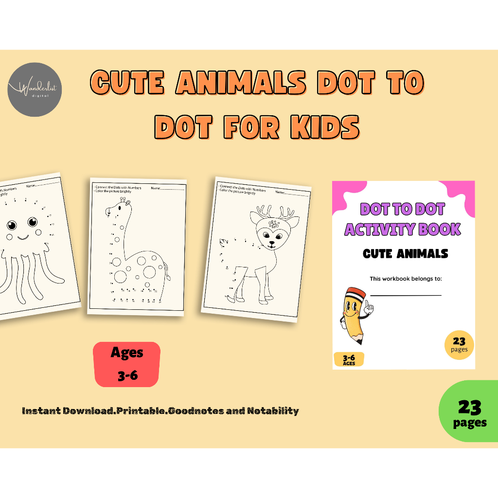 Animals Dot to Dot Activity Book | Printable PDF for Kids (Ages 3–6 ...