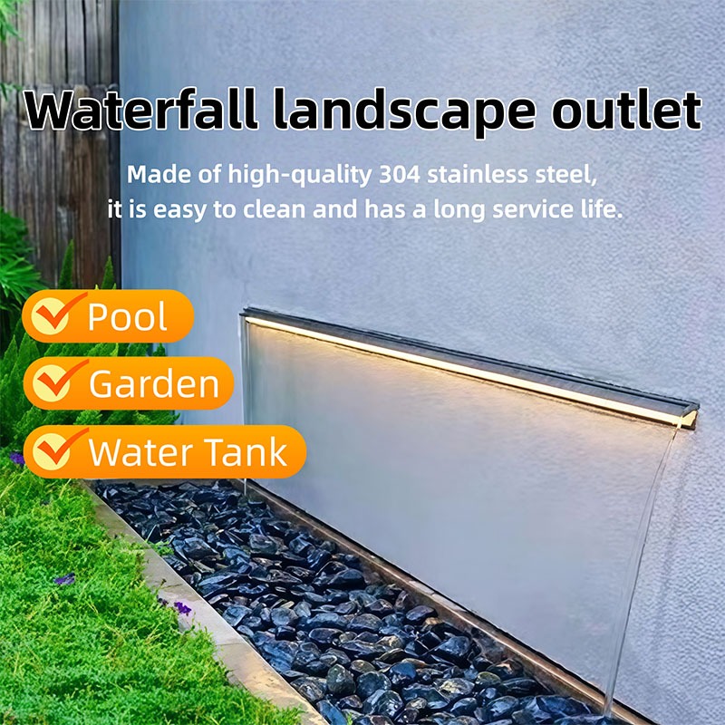 304 Stainless Steel Waterfall Outlet with Pipe Connector - Garden Pond ...
