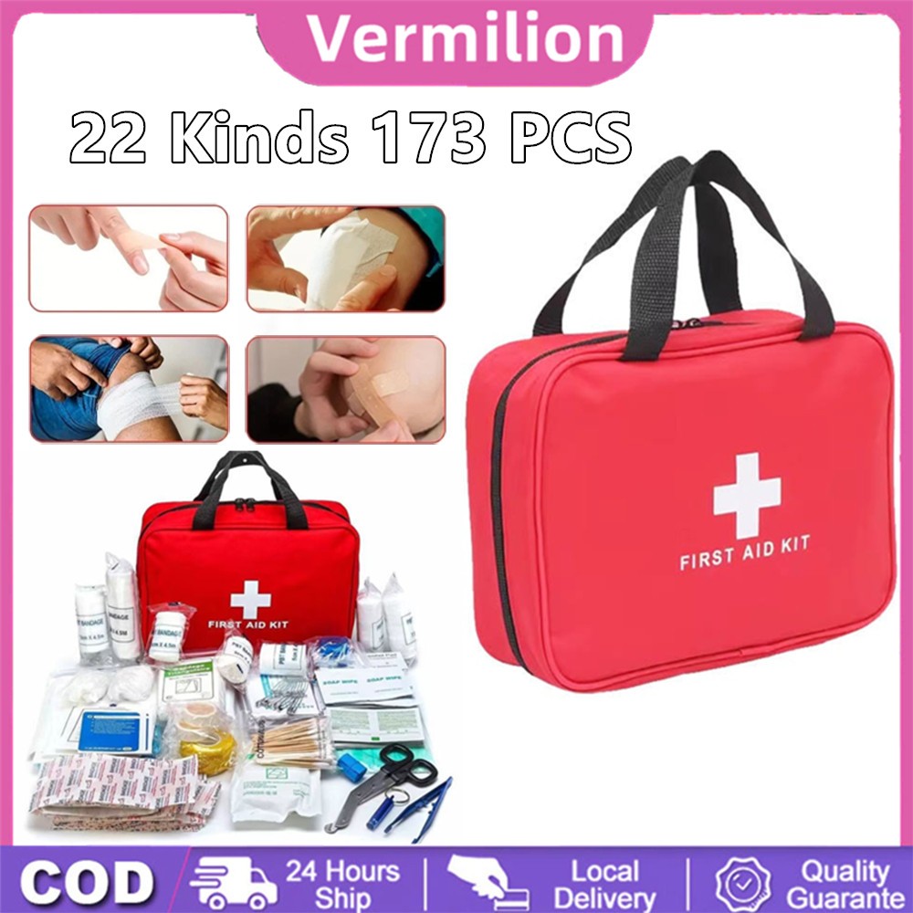 22Kinds 173PCS Portable Emergency Kit First Aid Supplies Storage Bag ...